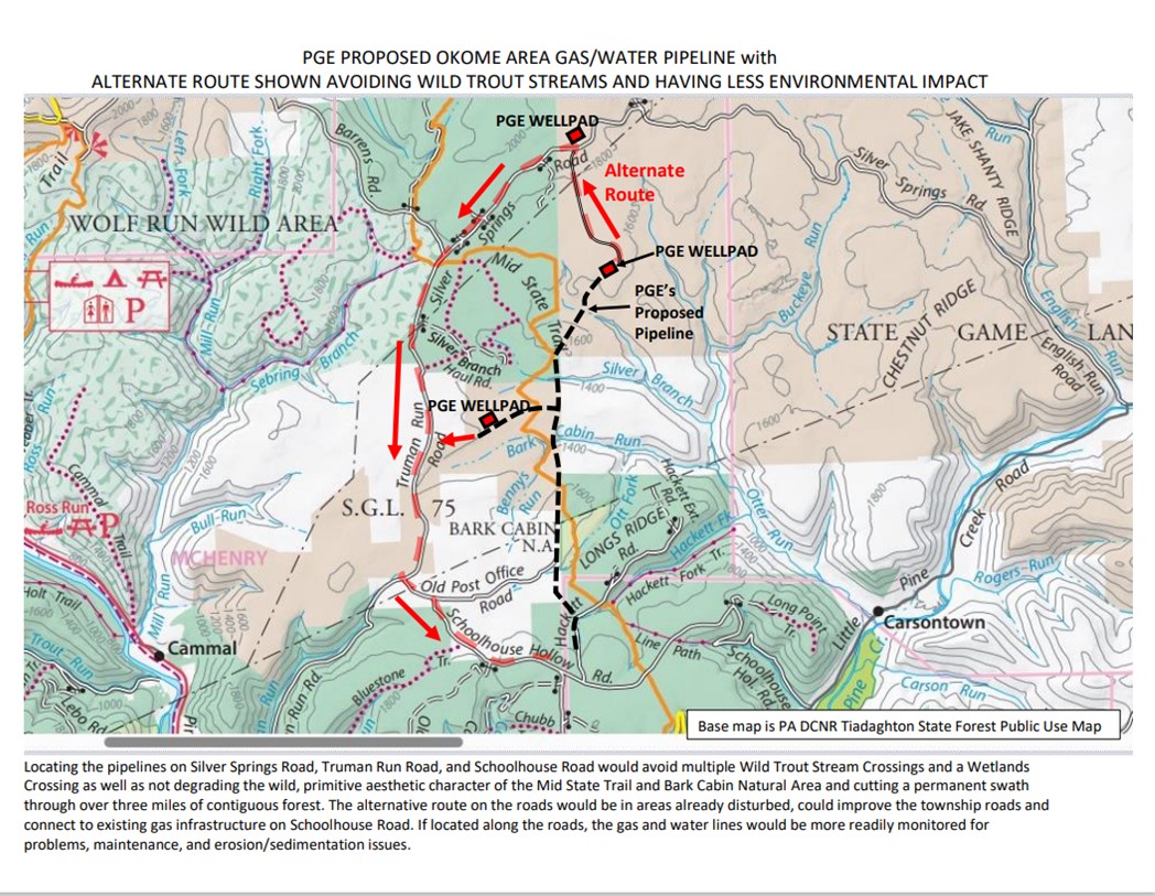 Map of Proposed Pipeline Thru Exceptional Value, High Quality, Wild ...